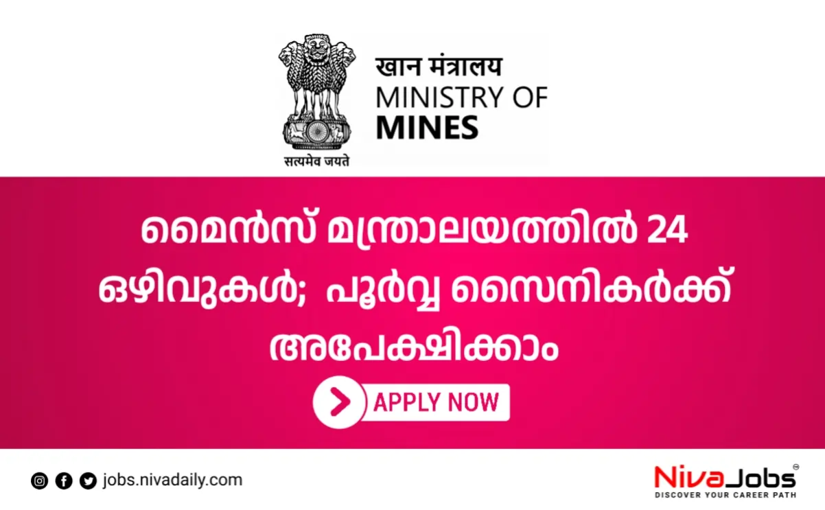 Ministry of Mines Recruitment 2025: 24 Vacancies for Ex-Servicemen